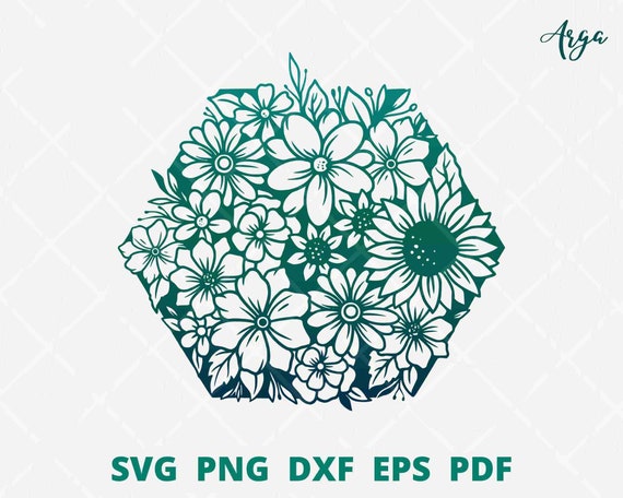 Hexagonal Flowers Svg Geometric Flower Svg Flowers Wall | Etsy