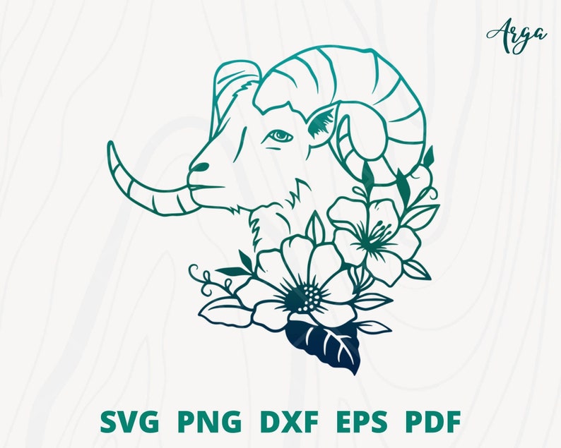 Ram Head With Flower Svg Ram Svg Floral Ram Logo Horn Svg - Etsy