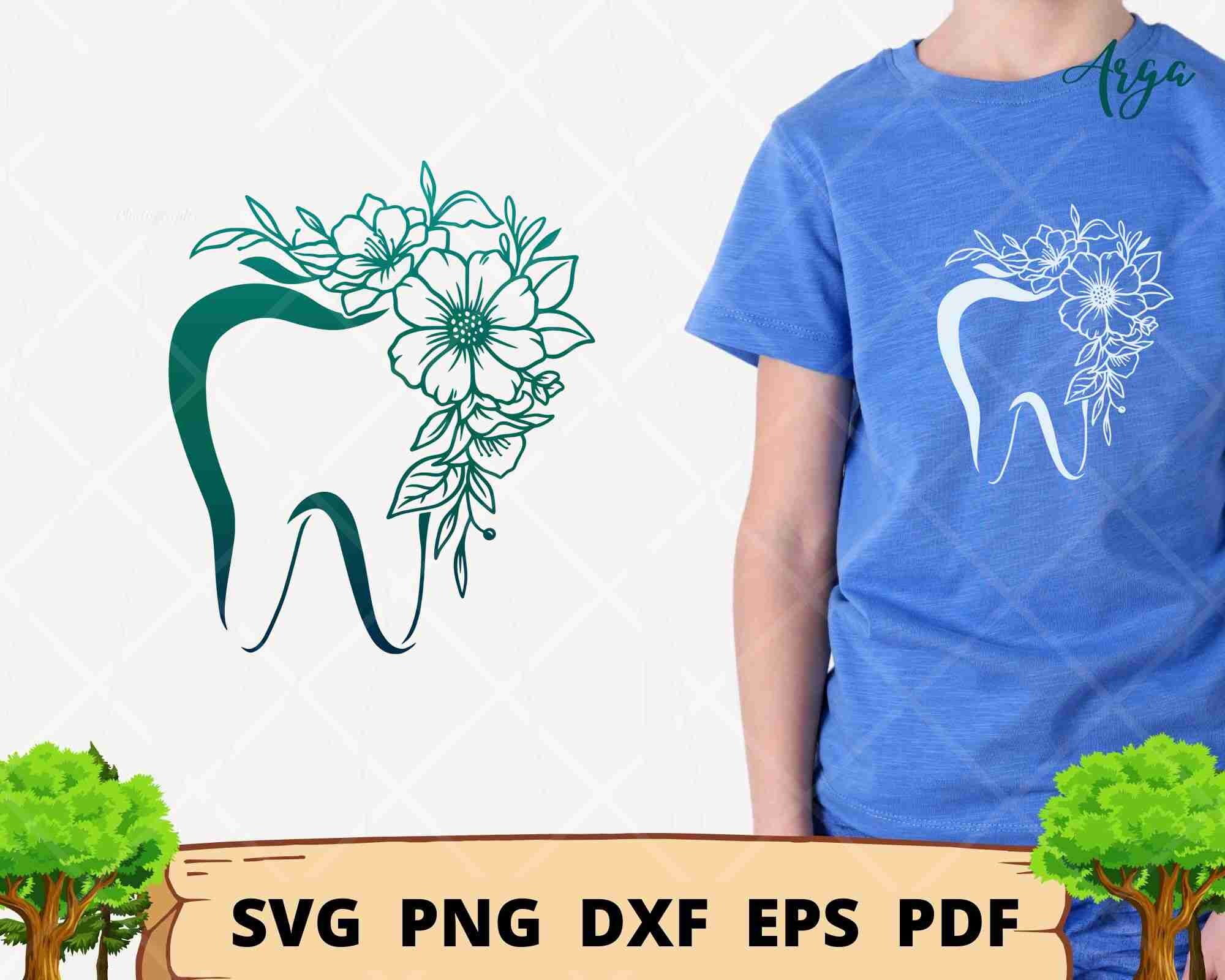 Floral Dentist SVG Dentist SVG Tooth With Flower for Dentist | Etsy