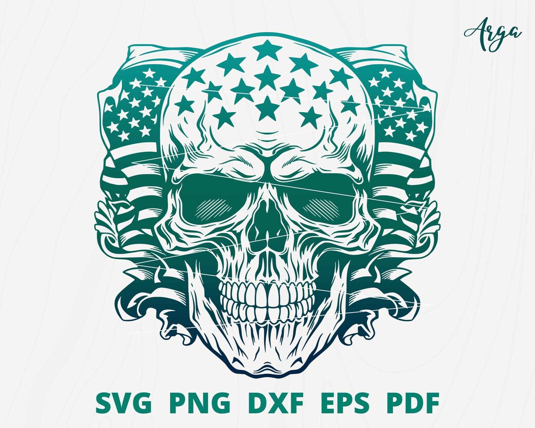American Flag Skull, USA Skull Flag Svg, Skull Svg, Skull Head Svg ...