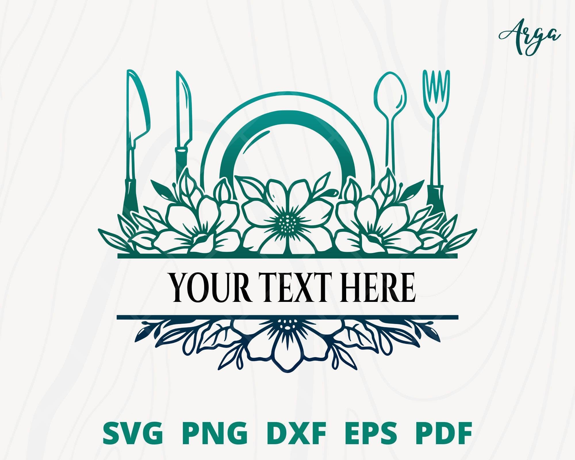 Split Monogram Restaurant Svg, Restaurant Logo, Floral Cutlery Frame ...