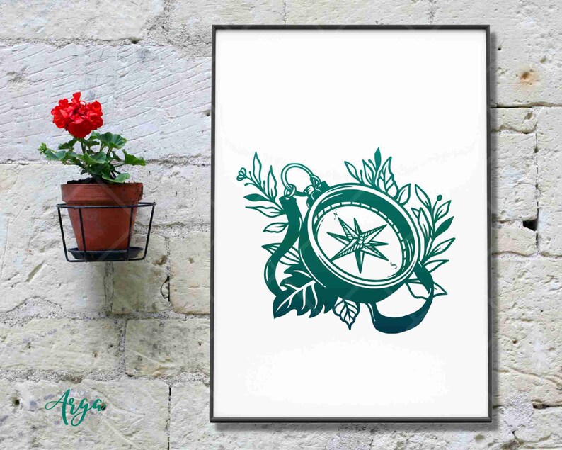 Pocket Compass Svg Floral Compass Svg Compass With Flower | Etsy