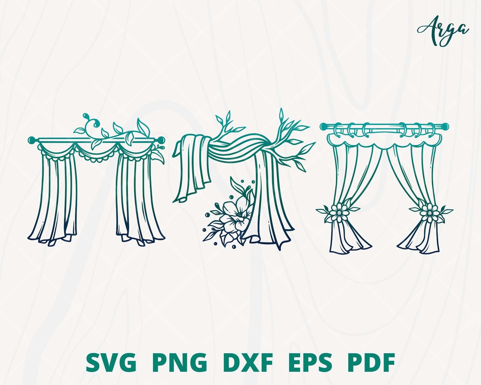 Curtains Svg Bundle Curtain Svg Curtain With Flower Svg - Etsy
