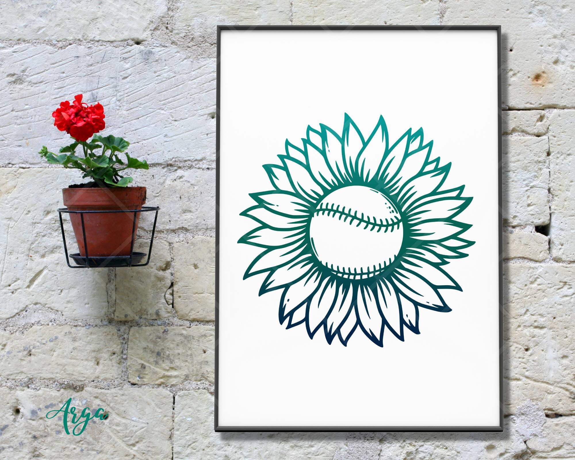 Softball Svg Sunflower Softball Svg Floral Softball Svg - Etsy