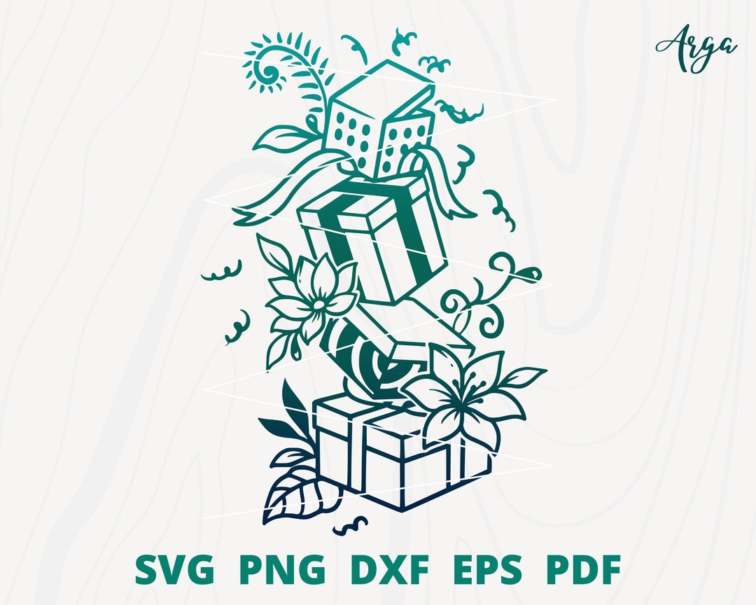 Floral Gift Box Svg, Gift Shop Wall Decor, Present Gift Svg, Gift Box ...