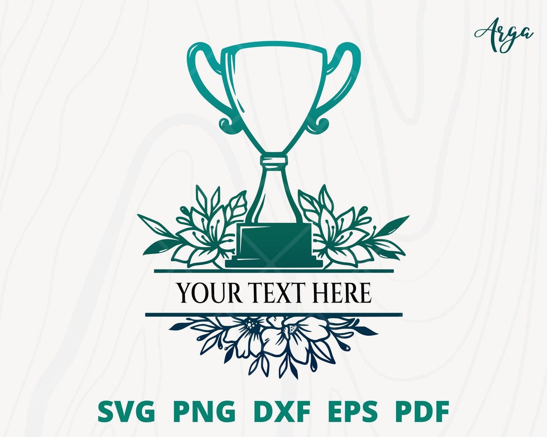 Split Monogram Trophy Svg, Floral Trophy Svg, Floral Award Svg, Custom ...