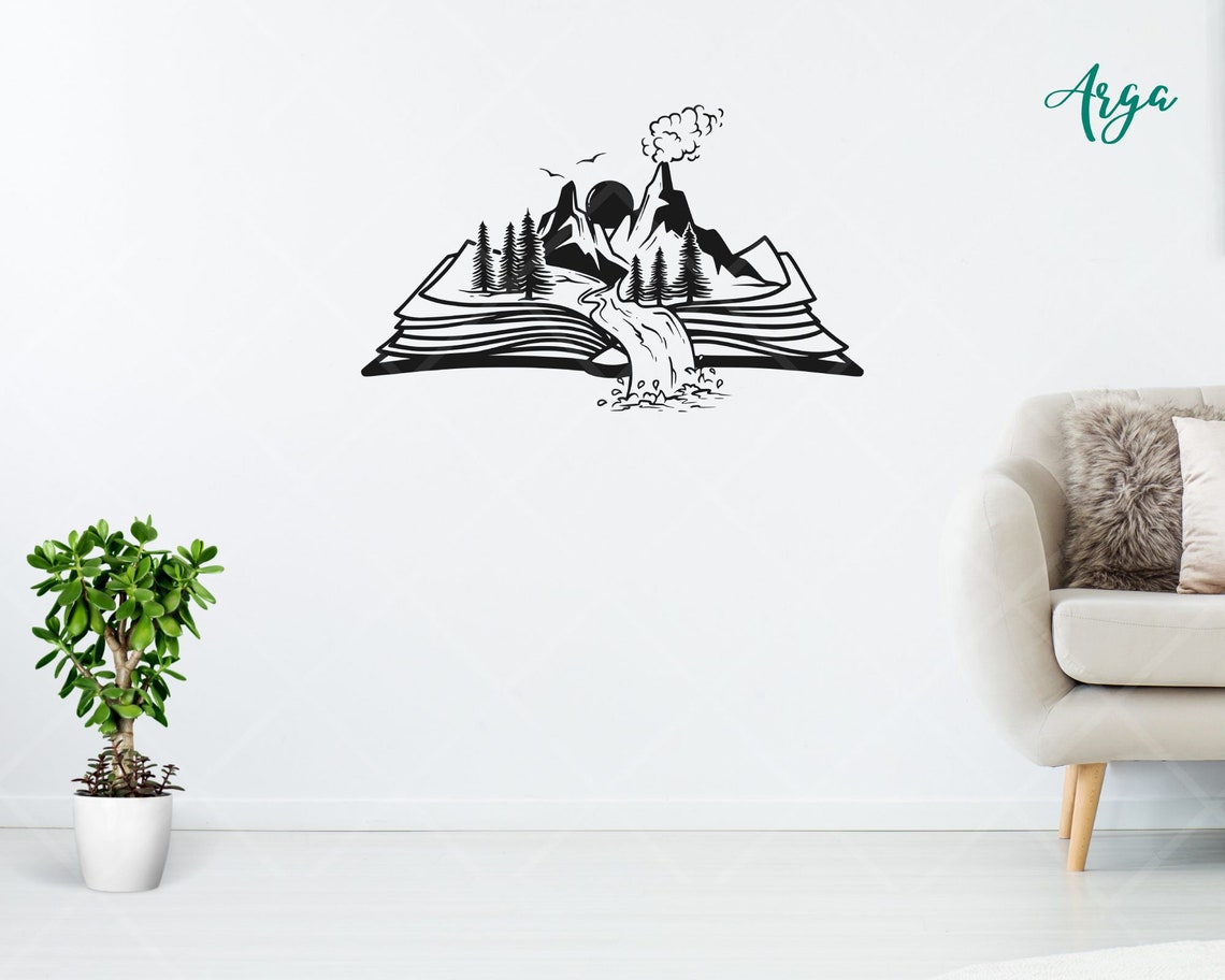 River Book Svg River Svg Mountain With River Svg Book Lover - Etsy
