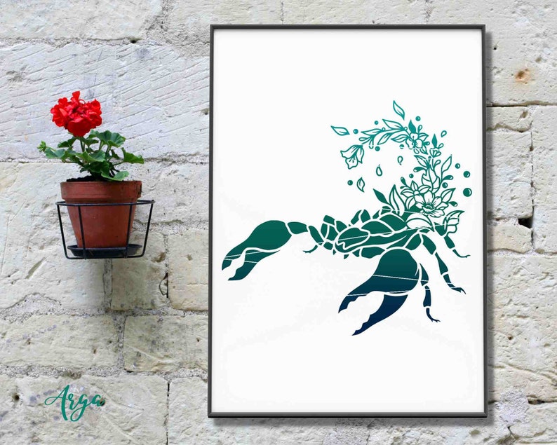 Floral Scorpion Svg Scorpion Svg Scorpion With Flower - Etsy