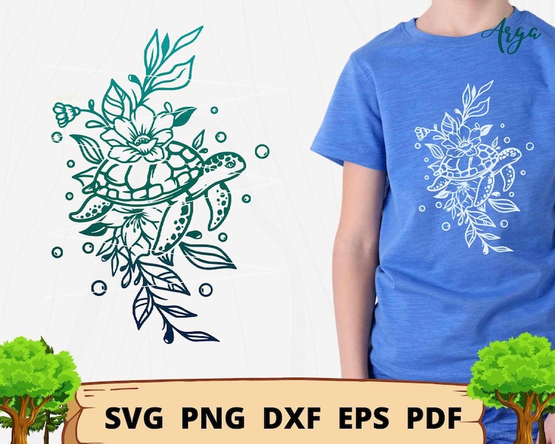 Turtle With Flower Svg Sea Turtle Svg Turtle Svg File - Etsy