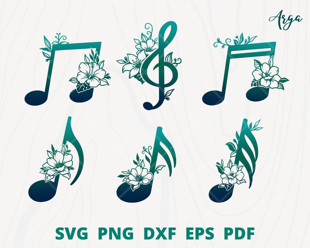 Music Notes Svg, Floral Music Note Svg, Music Svg, Music Symbol Svg ...