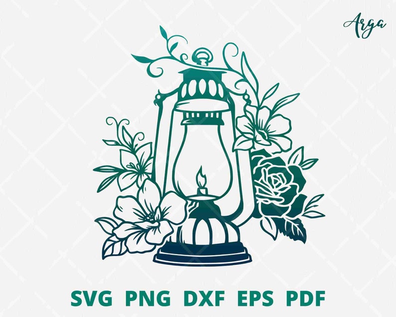 Floral Oil Lamp Svg Lantern SVG Vintage Lantern Clip Art - Etsy