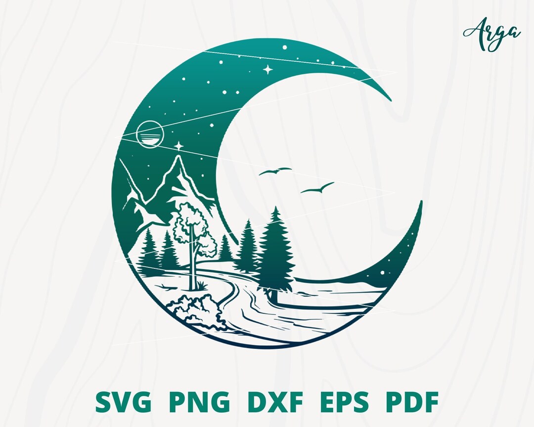 River on the Moon, River Scene Svg, River Wall Decoration, River on ...