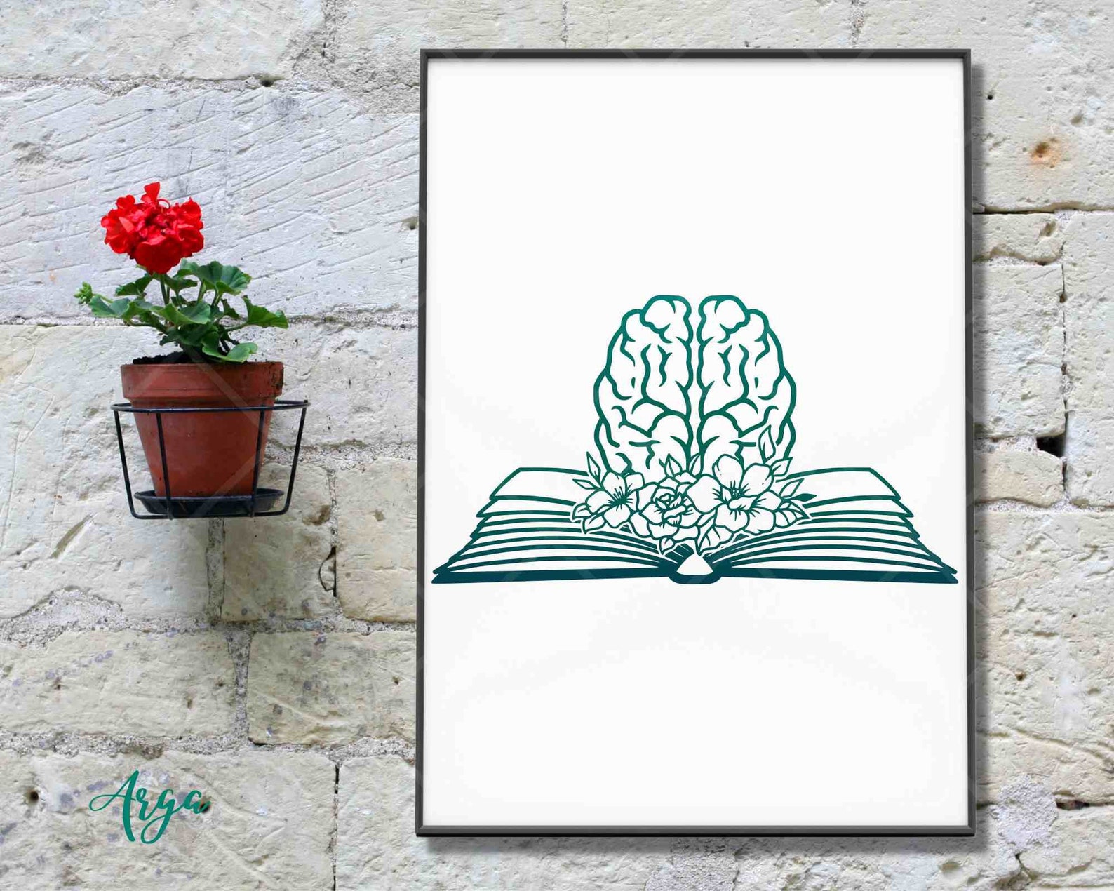 Brain Svg Brain Book Svg Brain on a Book Svg Book Svg - Etsy