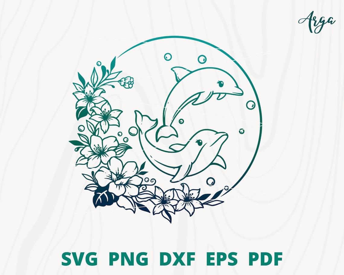 Dolphin Flower Frame Svg Floral Dolphin Svg Sea Animal Svg - Etsy