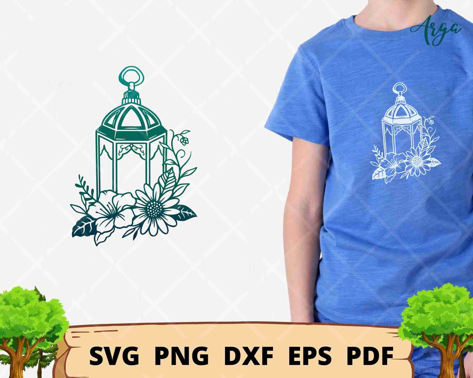 Lantern With Flower SVG File Floral Lantern SVG Vintage - Etsy