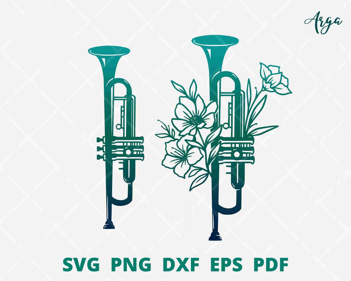 Trumpet Svg Music Instrument Svg Floral Trumpet Svg Trumpet - Etsy