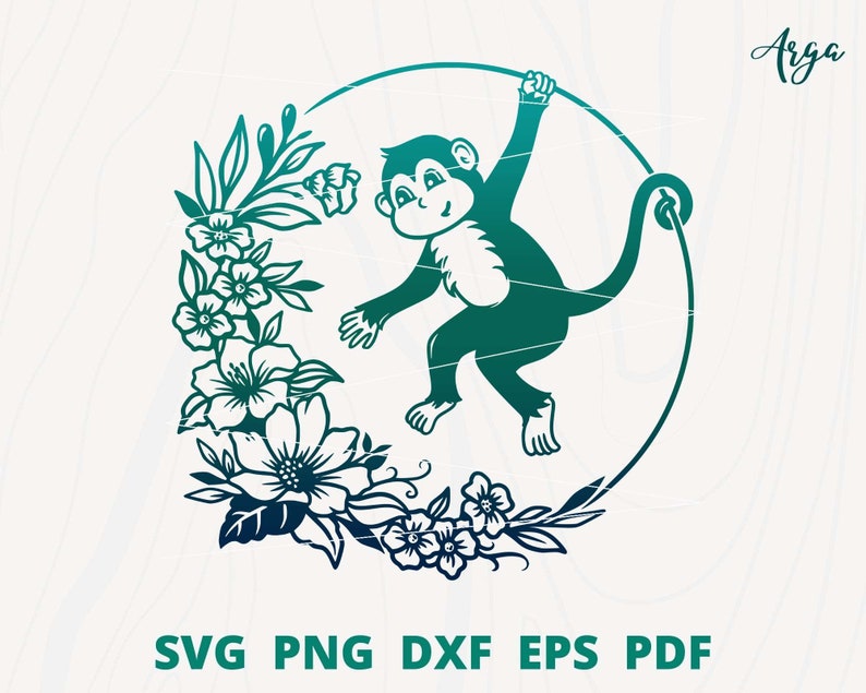 Monkey Svg Bundle Monkey Flower Frame Floral Monkey Svg - Etsy