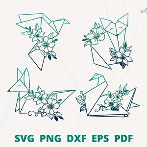 Origami Svg Bundle, Origami With Flower Svg, Paper Craft Svg, Flower ...