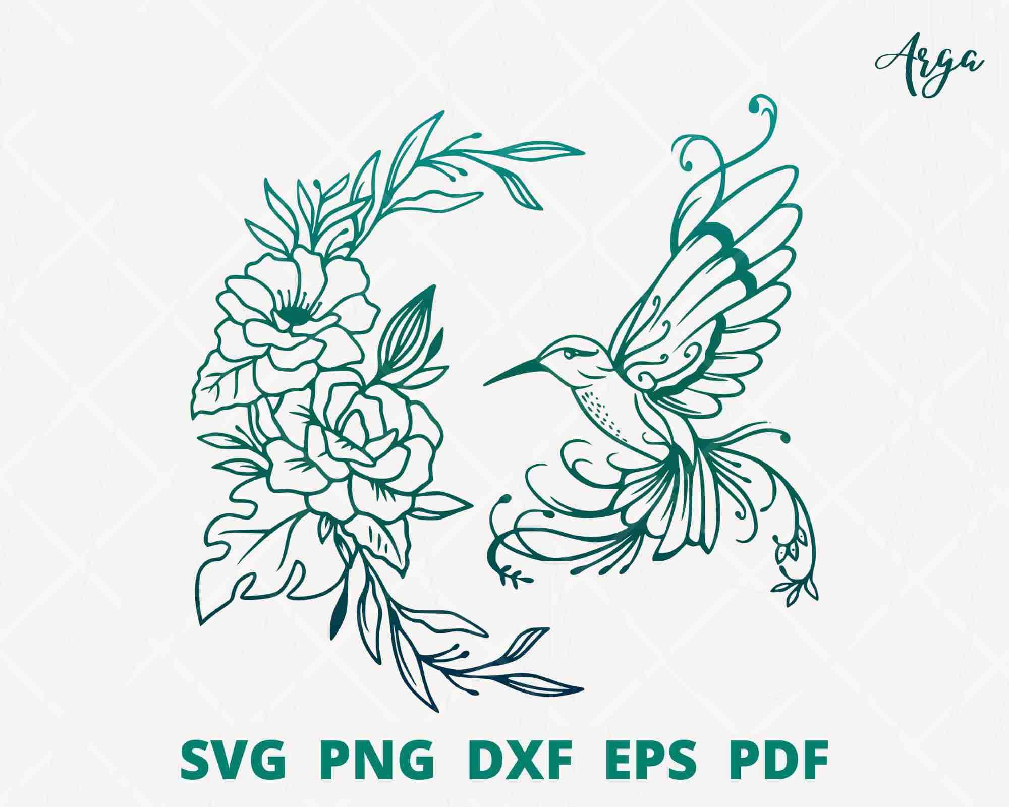 Hummingbird in Floral Frame Svg Floral Hummingbird Svg Files - Etsy