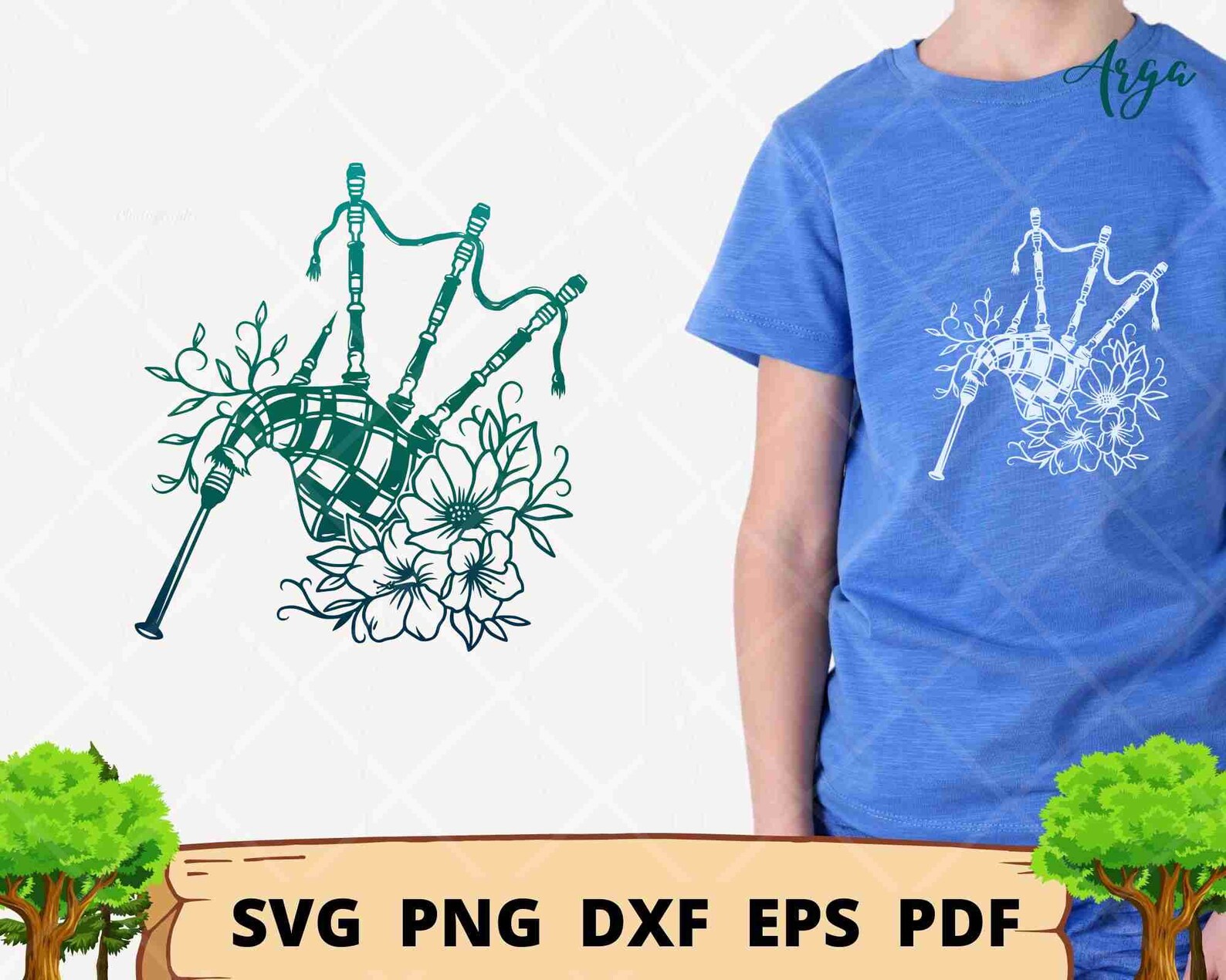 Bagpipe SVG, Floral Bagpipe Svg, Bagpipe Wall Decor, Music Instrument ...