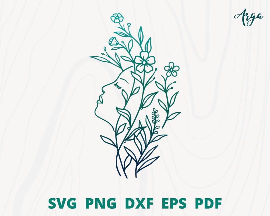 Floral Face Svg File, Woman With Flower, Woman Face With Flower for ...