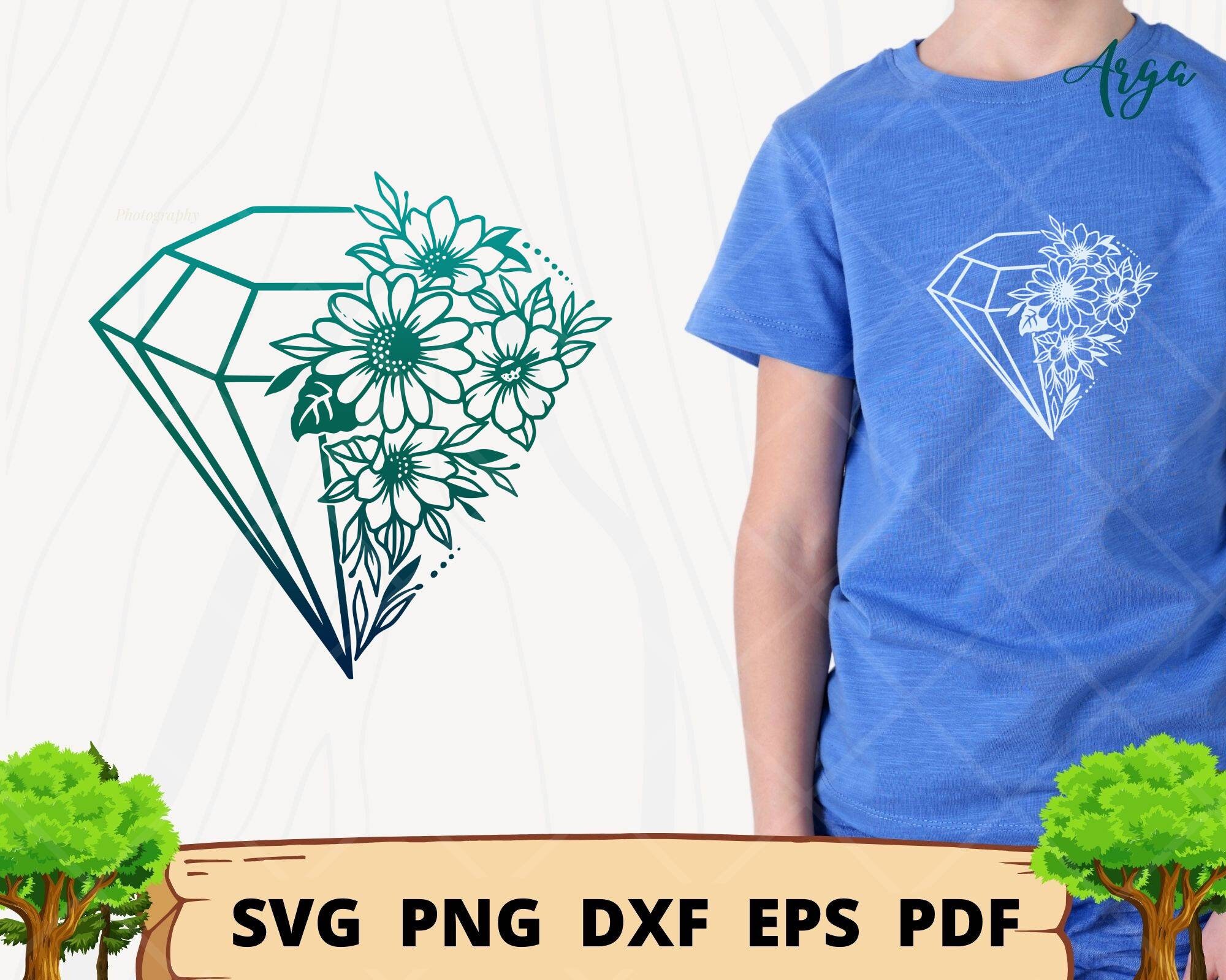 Floral Diamond Svg, Diamond Png, Diamond With Flower Svg, Flower ...