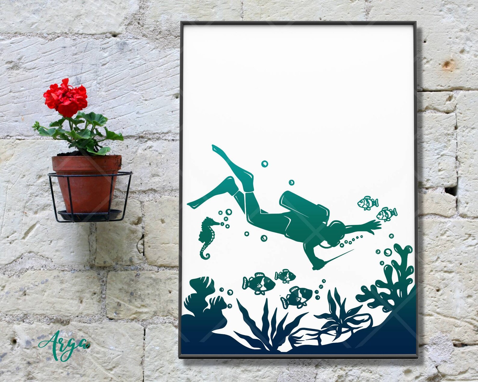 Scuba Svg Scuba Diving Svg Underwater Scene Svg Diver Svg - Etsy