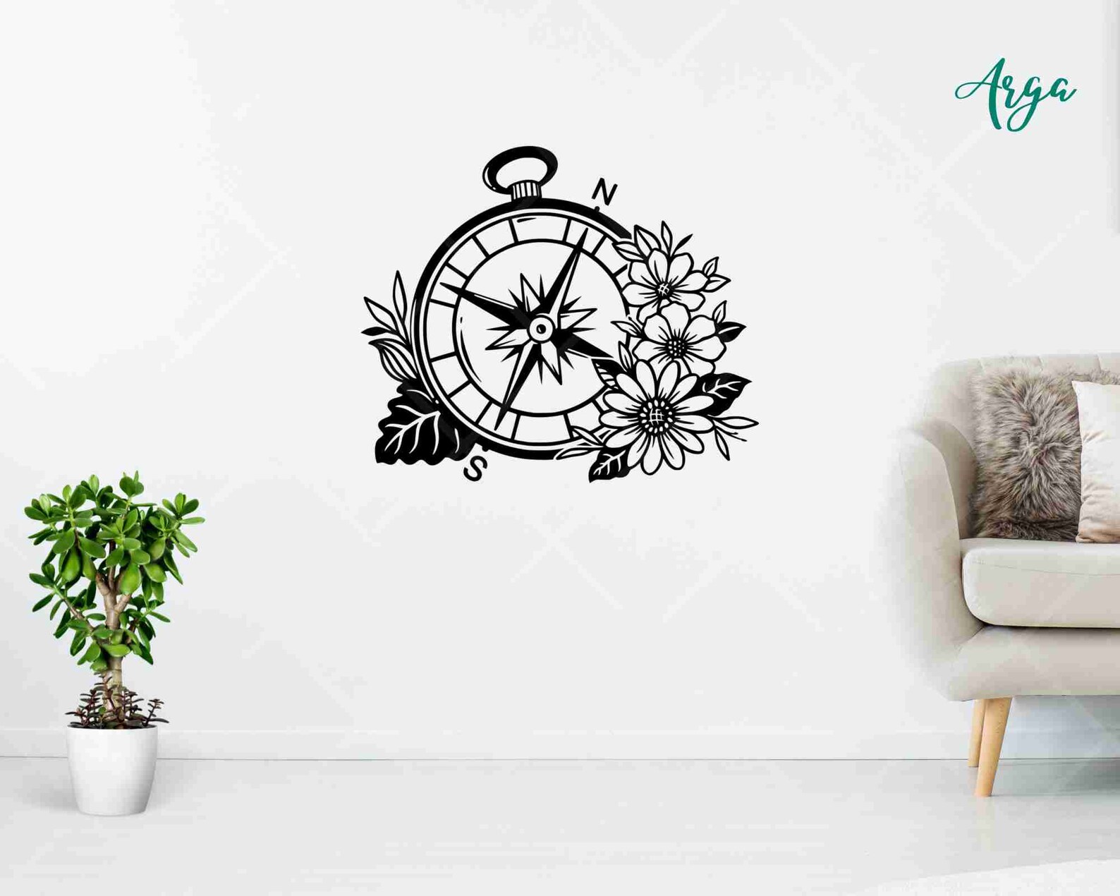Compass With Flower Svg Compass Rose Svg Vintage Compass - Etsy