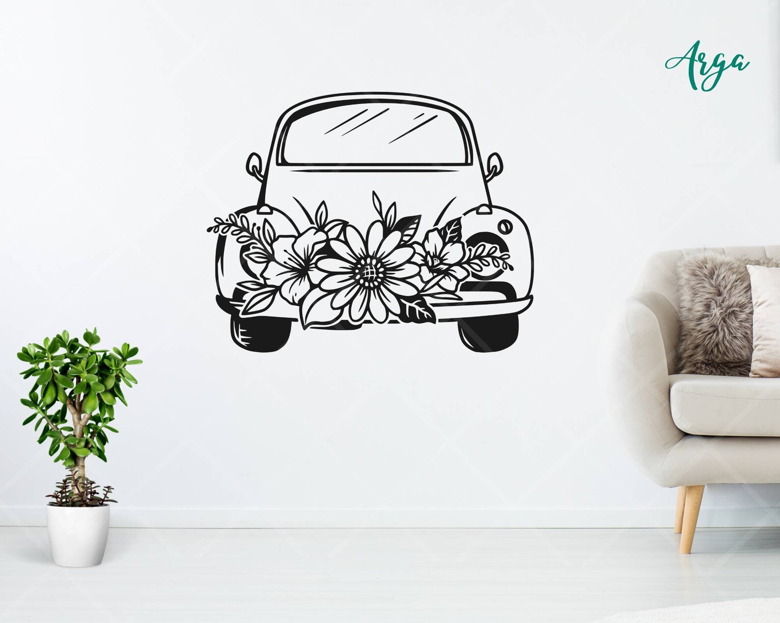 Floral Car SVG Car With Flower Svg Wedding Car Svg Marriage | Etsy