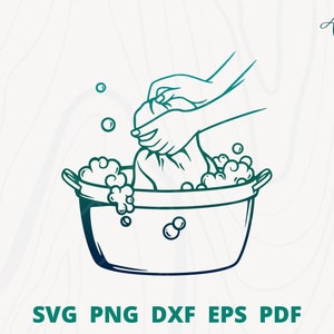 Washing by Hand Svg, Washing Clothes Svg, Manual Laundry Svg, Laundry ...
