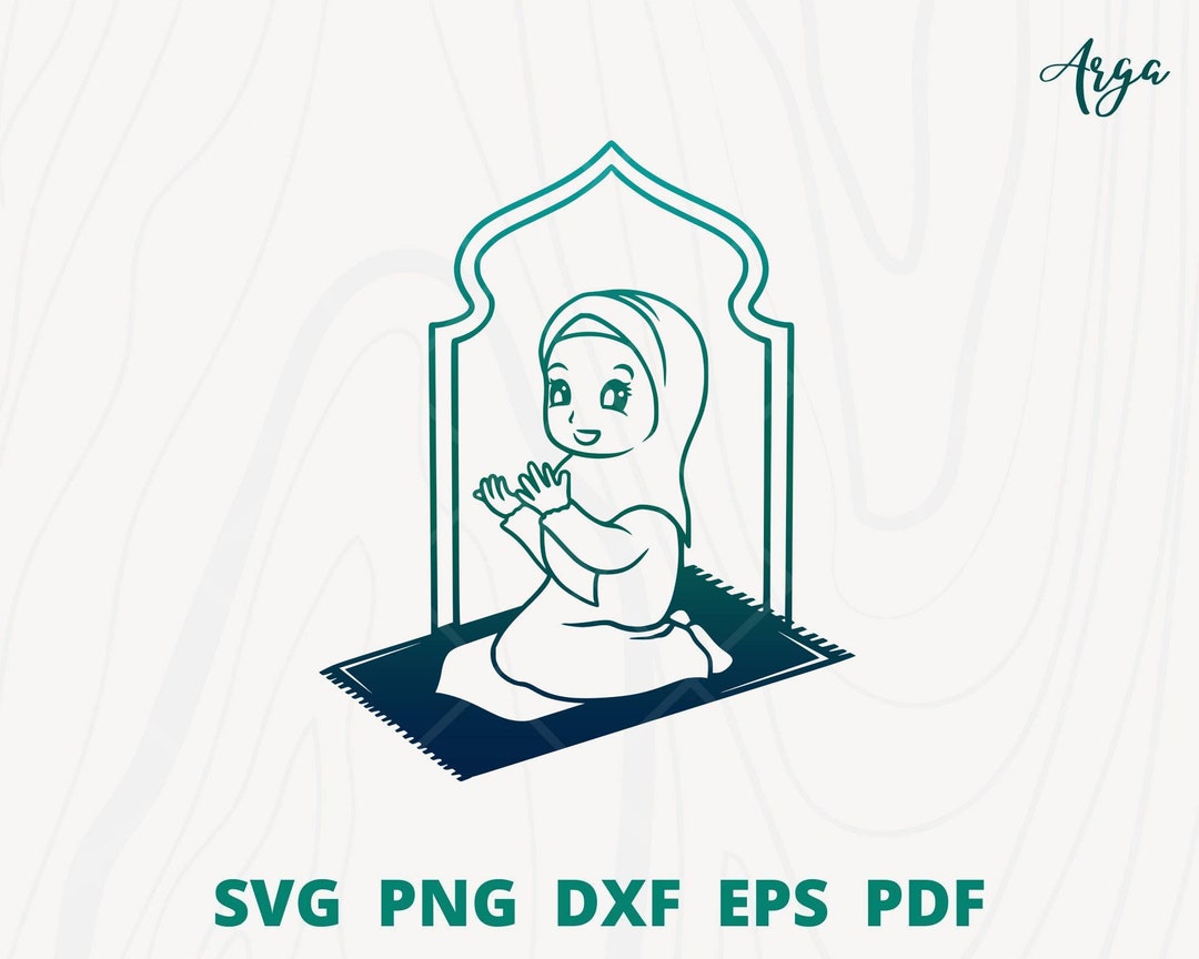 Muslim Girl Praying Svg, Muslim Pray Svg, Muslim Kids Praying Svg, Kids ...
