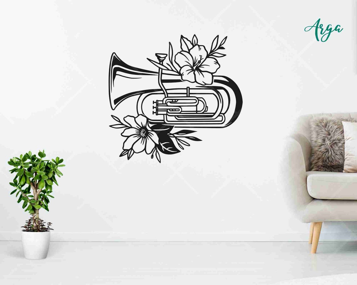 Floral Trumpet Svg Trumpet Wall Decor Music Instrument Svg | Etsy