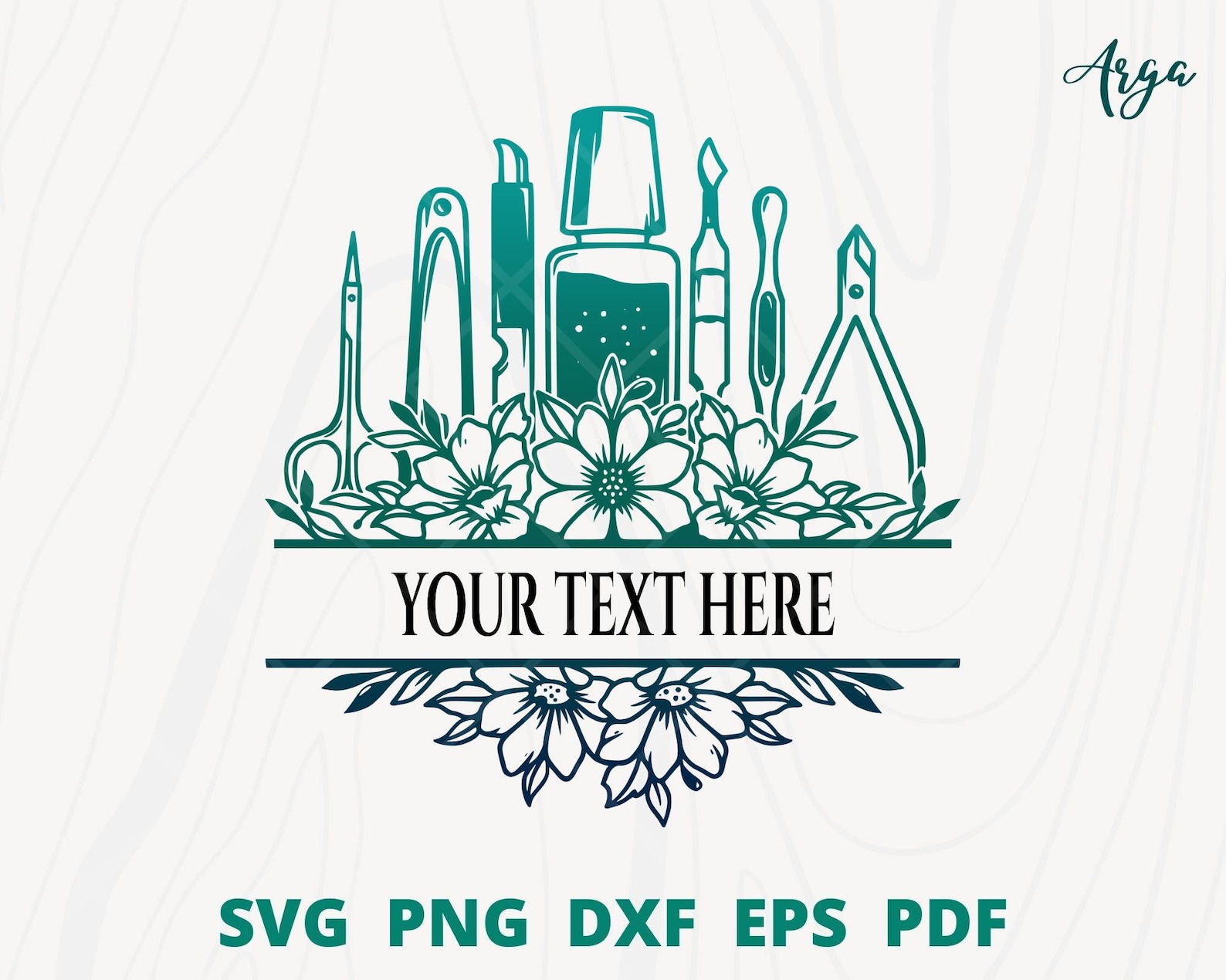 Floral Nail Tech Svg Split Monogram Nail Art Tools Svg Nail - Etsy