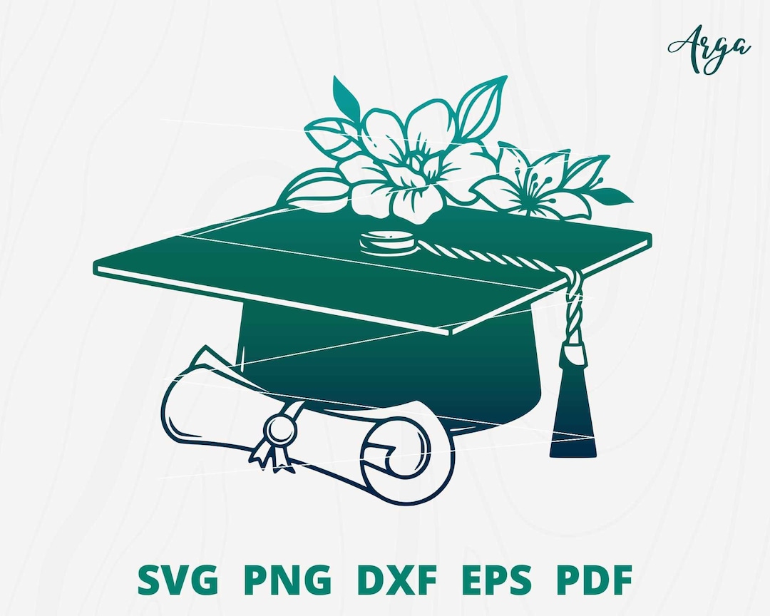 Floral Graduation Hat Svg, Graduate Svg, Congratulation Svg, Hat of ...