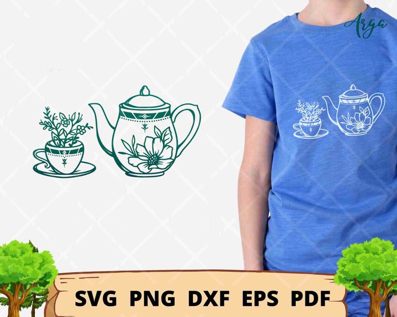 Tea Set Svg Bundle Teapot Svg Teapot Clip Art for Cafe Wall - Etsy