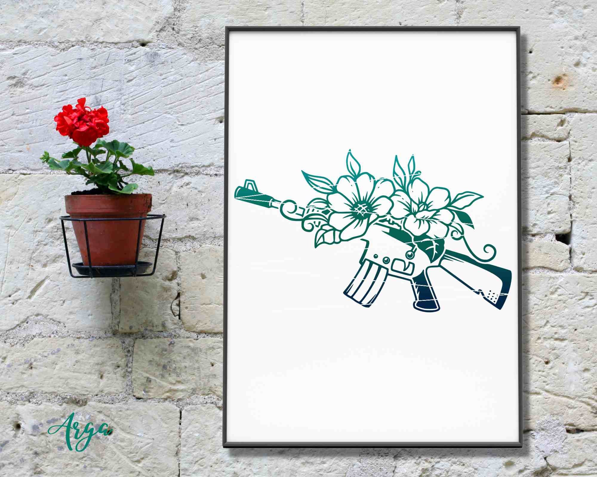 Gun With Flower Svg Weapon Svg Assault Rifle Svg Floral Gun - Etsy UK
