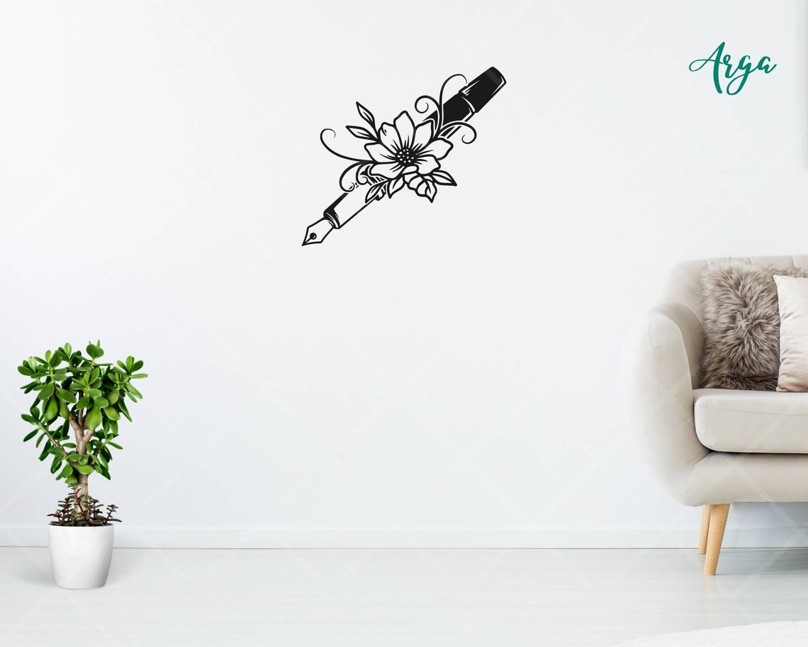 Flower Fountain Pen Svg Pen Svg Secretary Svg Old Pen Svg - Etsy