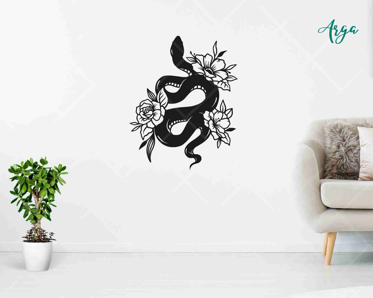 Snake Silhouette Svg Snake Svg Snake Cut File Floral Snake - Etsy