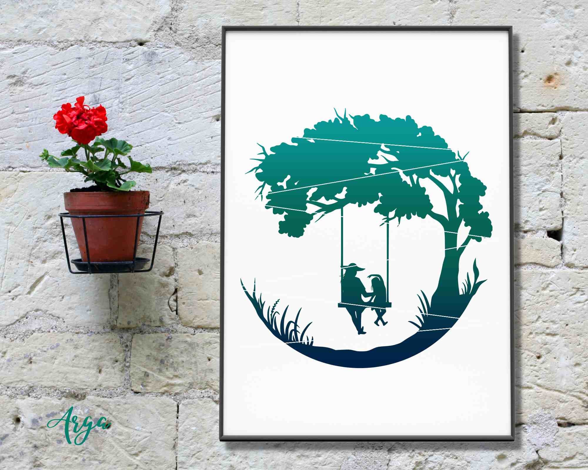 Mother and Daughter on Swing Swing Svg Tree Swing Svg - Etsy