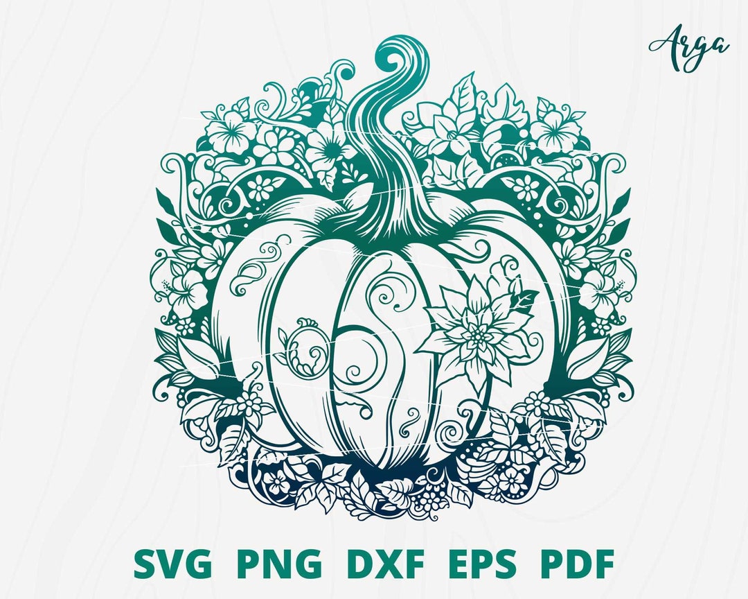 Floral Pumpkin Svg, Pumpkin With Flower Svg Cut File, Pumpkin Wall ...