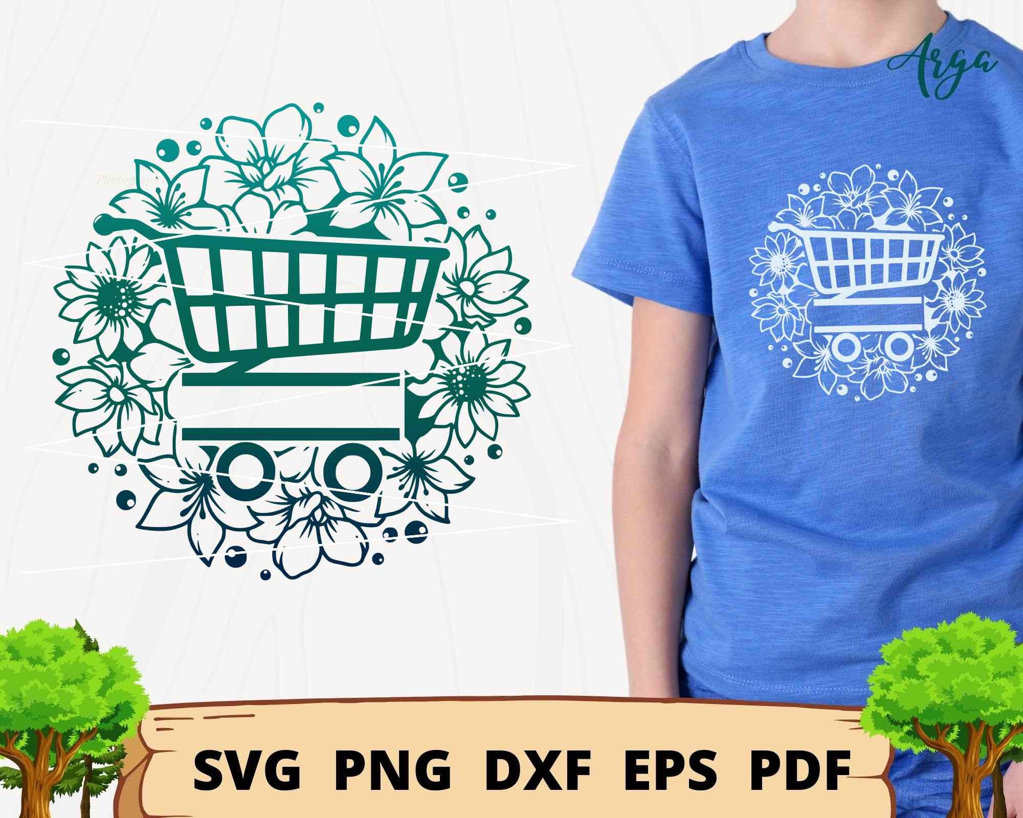 Cart SVG, Flower Split Cart Svg, Store Svg, Online Shop Logo, Shop Svg ...