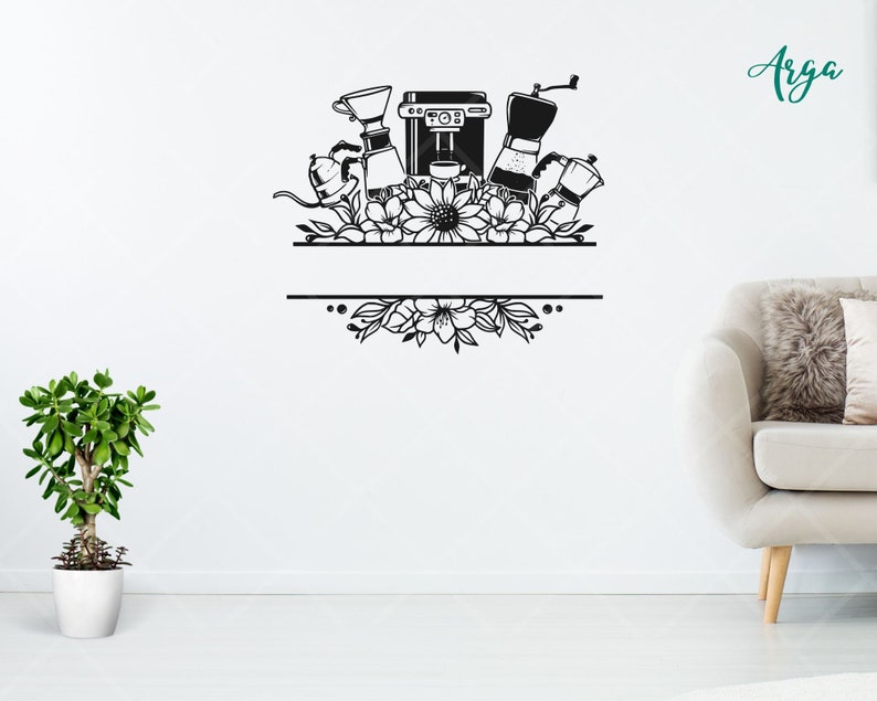 Split Monogram Coffee Maker Svg Coffee Shop Logo Barista - Etsy