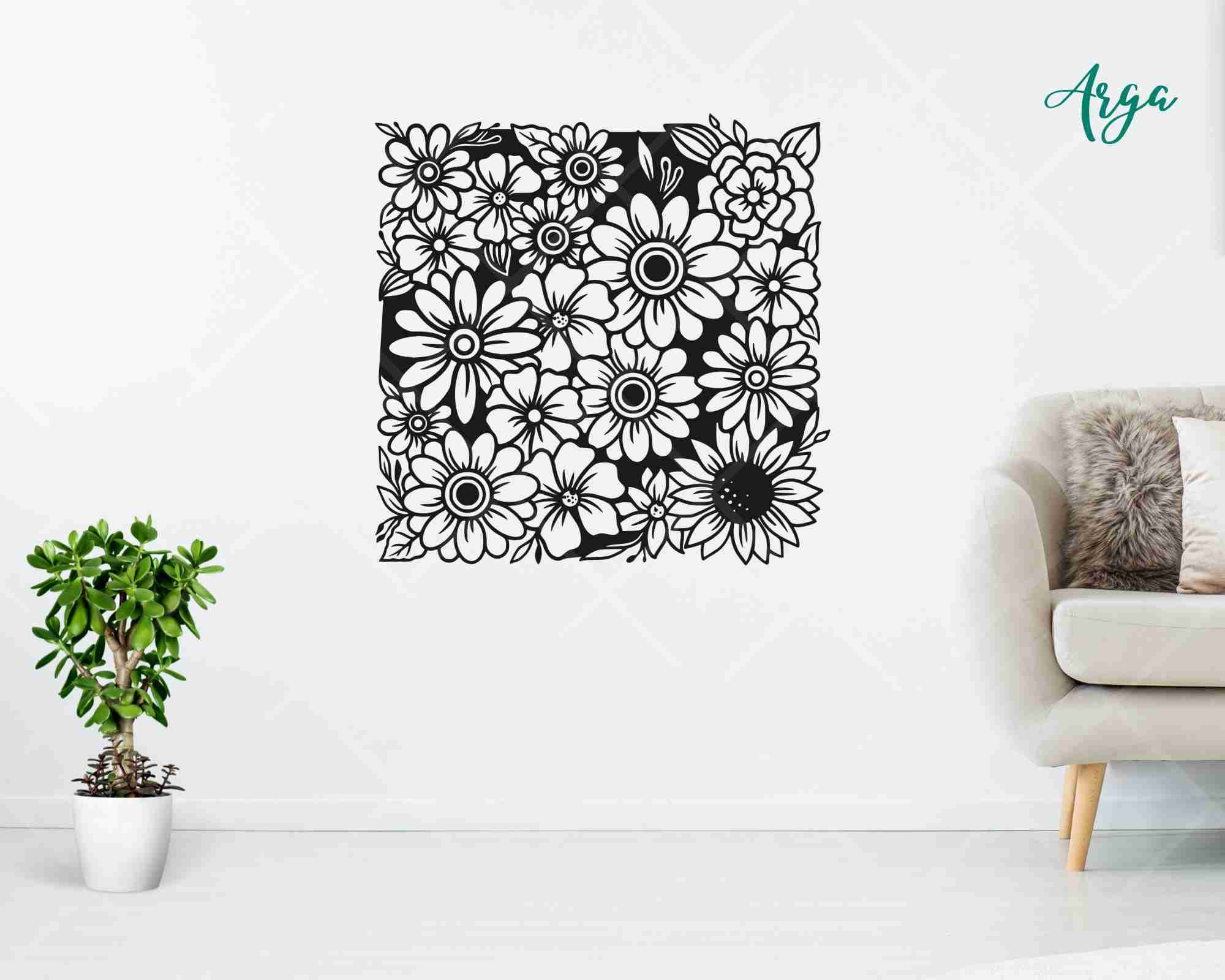 Square Flowers Svg Floral Square Svg Rectangle Flowers for - Etsy
