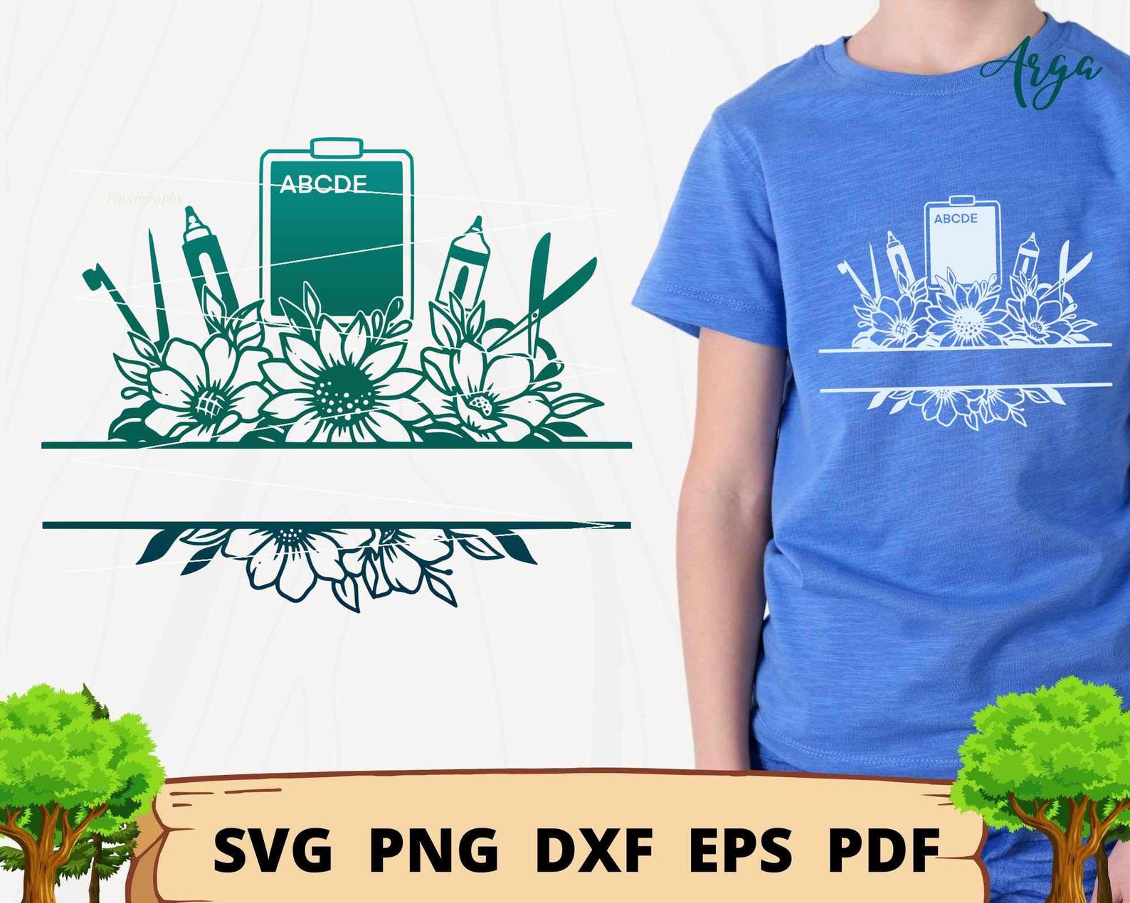 Teacher Svg Split Frame Teacher Split Monogram Flower - Etsy