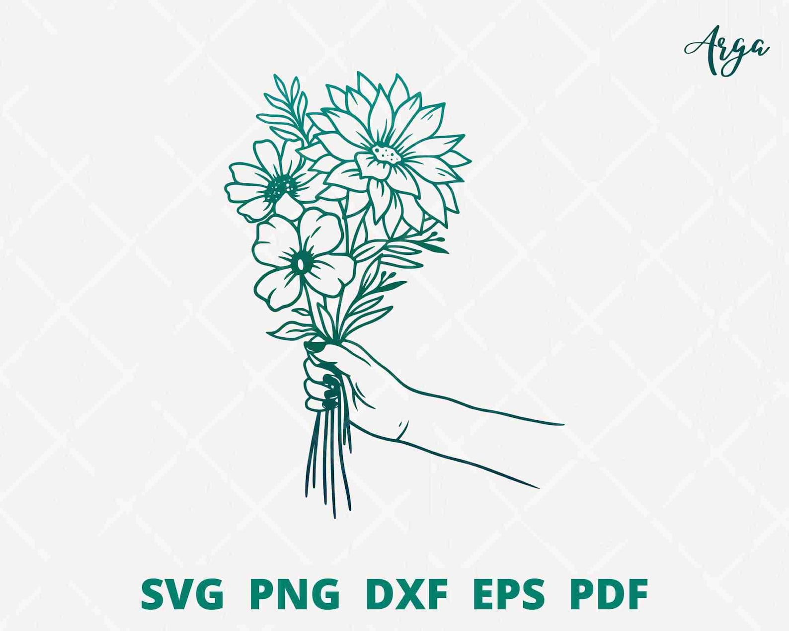 Hand Holding Flower Hand Flower Svg Hand Holding Bouquet | Etsy