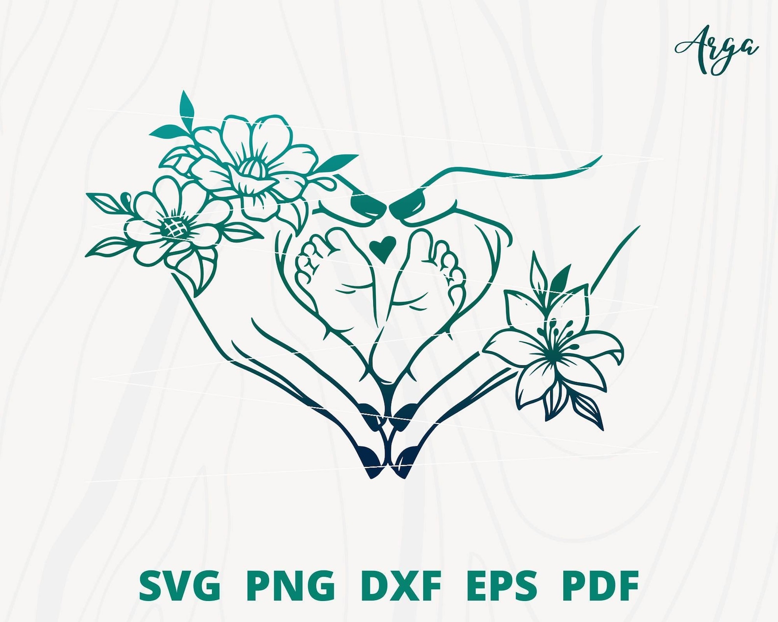New Born Svg, Heart Hand Baby Feet Svg, Holding Feet Svg, Baby Svg ...