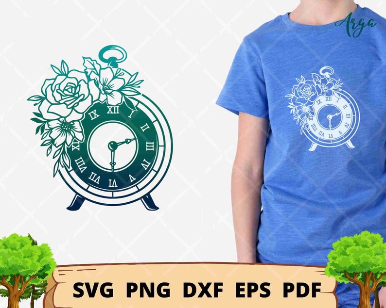 Vintage Clock Svg Clock Svg With Flower Watch Svg Clock | Etsy