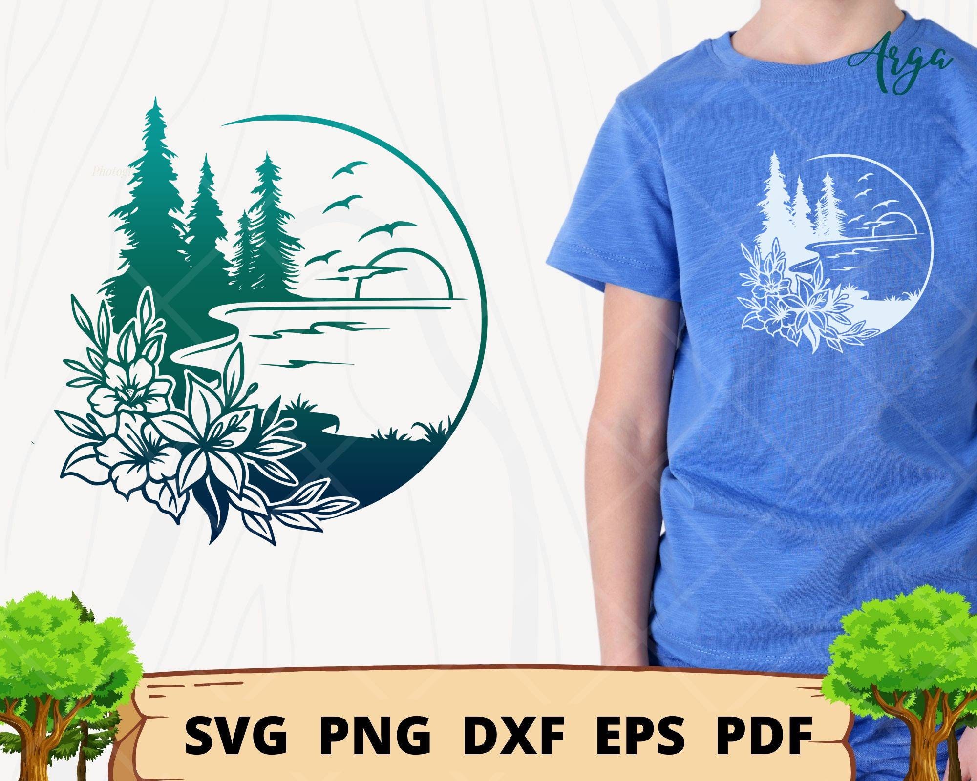 Lake SVG Files Lake With Flower Svg Lake Scene Svg Lake - Etsy