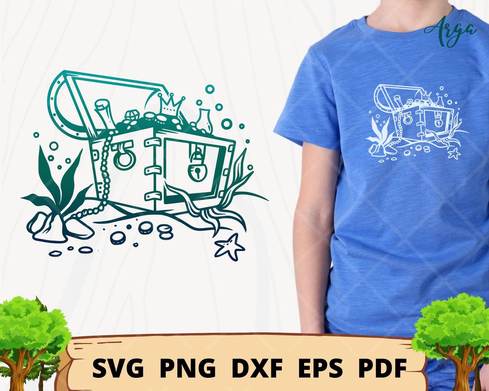 Treasure Chest Svg Underwater Treasure Svg Opened Treasure - Etsy