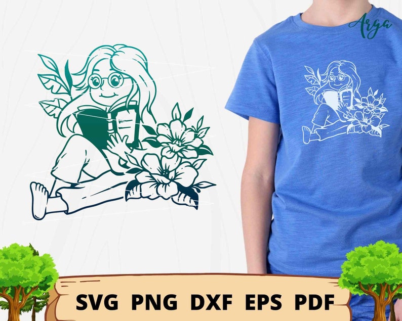 Girl Reading a Book Svg Reading Svg Book Reader Svg Book - Etsy